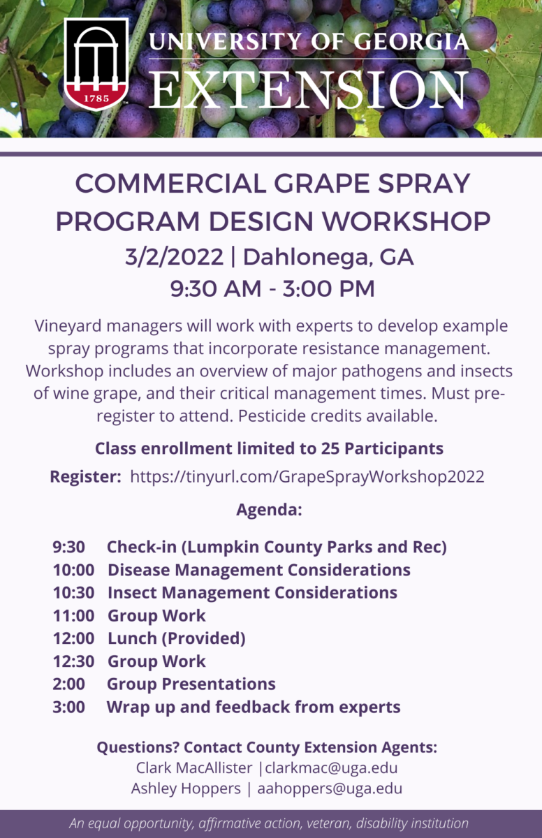 Second Session Added – Commercial Grape Spray Program Design Workshop ...